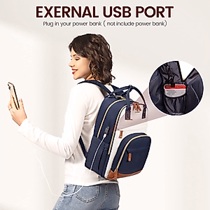 LOVEVOOK Laptop Backpack for Women, Fits 15.6 Inch Laptop Bag, Fashion Travel Work Anti-theft Bag, Business Computer Waterproof Backpack Purse, Backpacks, Beige-Blue-Brown