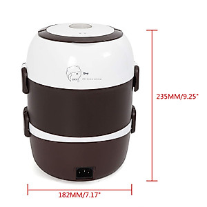 DYRABREST Portable Lunch Box Rice Cooker Steamer 3 Layer 110V/2L Stainless Steel Inner Pot