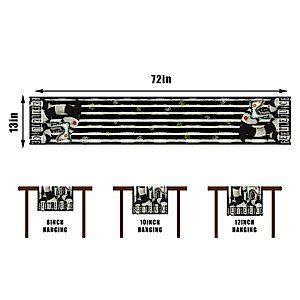Linen Scary Creepy Halloween Table Runner Classic Movie Role Tablecloth Horror Halloween Party Decorations and Supplies for Home Kitchen Table-13×72''