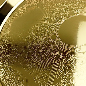 Quluxe Vintage Round Metal Food Serving Tray, 2 Pcs Reusable Decorative Appetizer Platter for Kitchen, Party, Centerpiece Display- Gold (4 Inch+10 Inch)