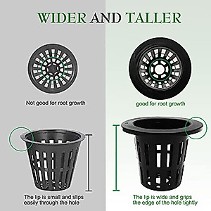 Tmtamye 100 Pack 2 inch Net Pots Hydroponics Supplies Cups, Round Wide Lip Design Orchids Aquaponics Garden Slotted Mesh Heavy Duty Net Pot with 20Pcs Plant Labels