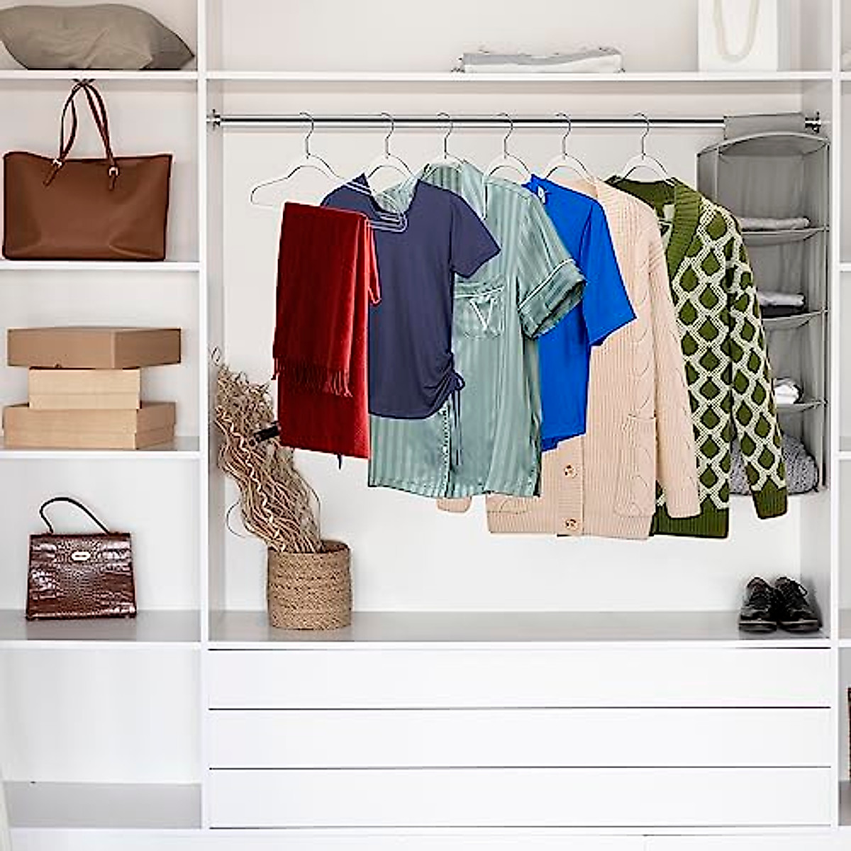 Quality Hangers Clear Plastic Hangers for Clothes | 50 Pack - Heavy Duty Hangers Space Saving Crystal Clear Acrylic Hangers | 360 Degree Swivel Hook and Notches | 17.5 Inch (Clear, 50)