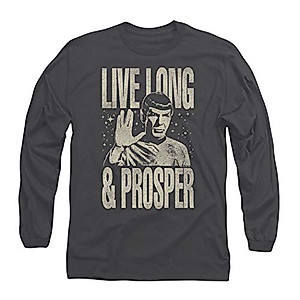 Star Trek Live Long & Prosper Longsleeve T Shirt & Stickers (Medium) Charcoal