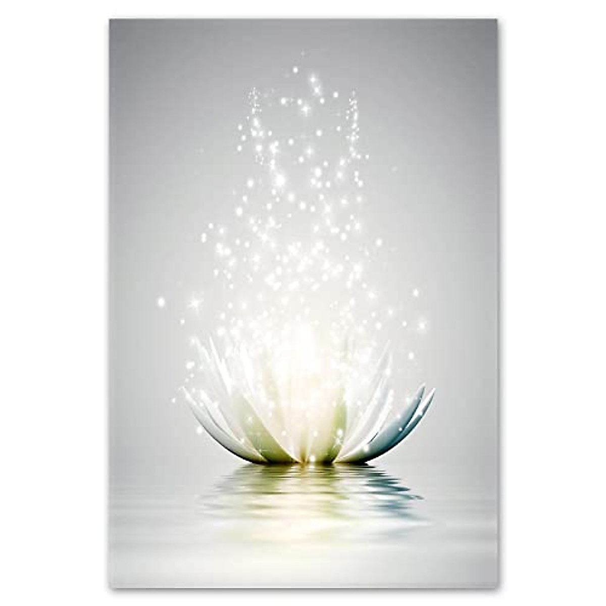 LZIMU Zen Canvas Wall Art White Lotus Flower Bloom in Water Picture Prints Wall Decor Framed Grey Painting for Yoga Spa Meditation Spiritual Room Decor (12x18in (30x45cm), Zen Artwork-3)