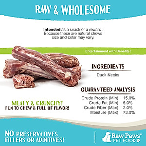 Raw Paws Frozen Raw Duck Necks for Dogs, 20 lb - Made in USA - Raw Dog Bones - Fresh Meaty Dog Bones - Frozen Dog Bones - All-Natural Raw Meaty Bones for Dogs - Healthy Edibles Dog Bones