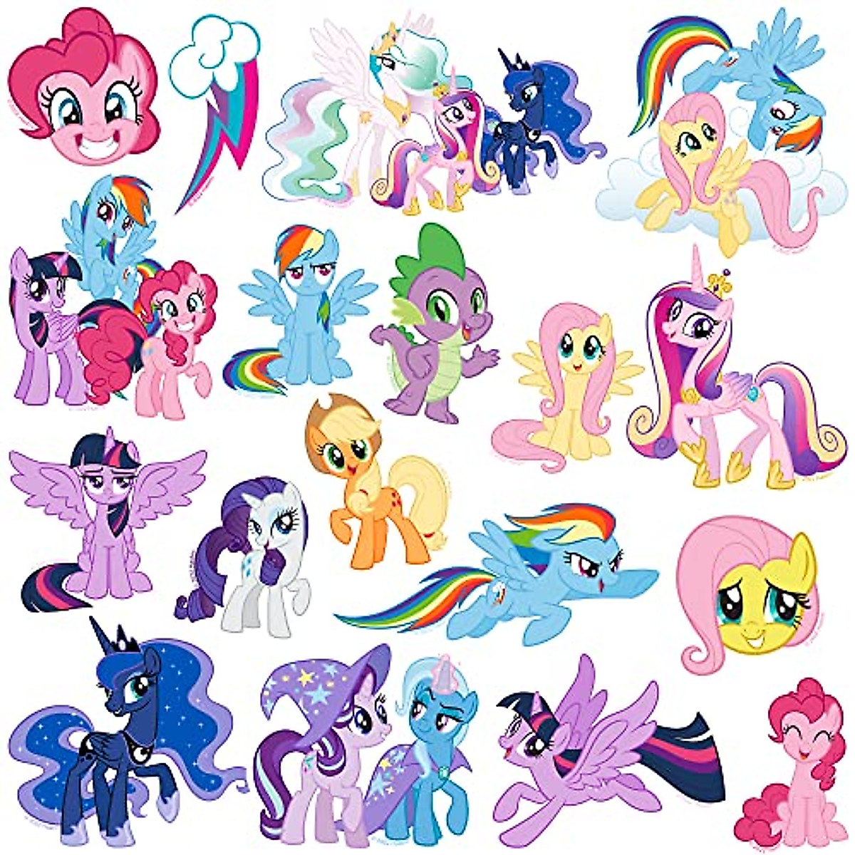 My Little Pony TV Friendship is Magic 50ct Vinyl Large Deluxe Stickers Variety Pack - Laptop, Water Bottle, Scrapbooking, Tablet, Skateboard, Indoor/Outdoor - Set of 50