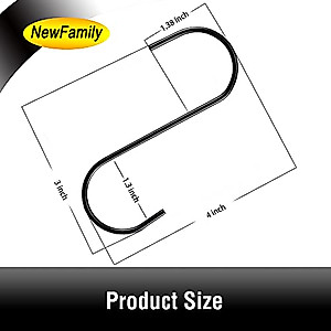 NewFamily S Hooks Black, 20pack 4.3in S Hooks Heavy Duty for Hanging, S Shaped Hooks for Garden, Kitchen(Phantom Black)…
