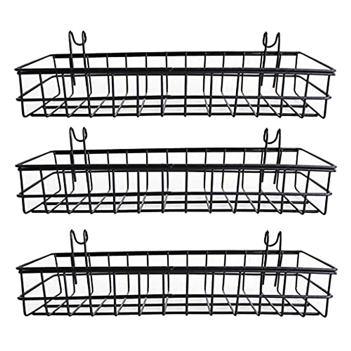 Prettyia 3 pieces Metal Wire Basket Rack Mountable Wire Organizer Storage Flower Pot Display Decor