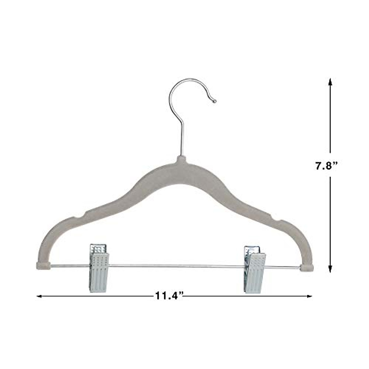 Finnhomy Non-Slip Clothes Hangers for Baby and Kids 20-Pack Velvet Hangers with Movable Clips, Heavy-Duty and Space-Saving for Pants,Skirts, Coat, Gray