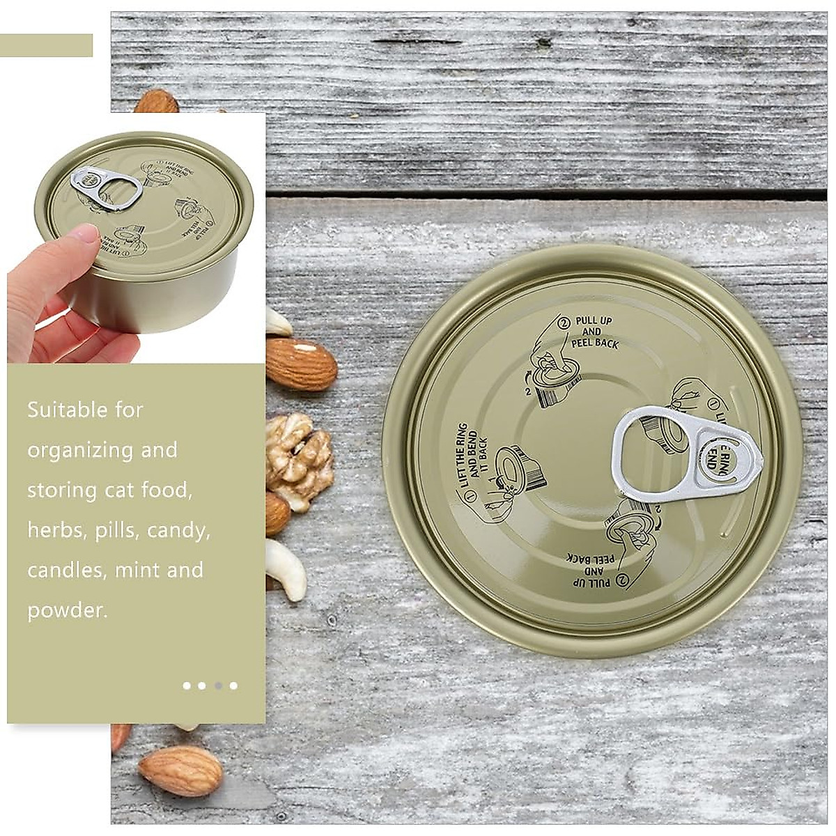 Luxshiny 12pcs Food Grade Self-Seal Tin Cans with Lids: 3.26X3.26X1.65 Inch Round Tinplate Containers for Cat Food Candies Lotions Balms Herbs, Empty Refillable Metal Jars for Storage