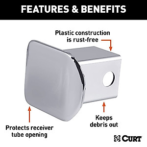CURT 22170 Chrome Plastic Trailer Hitch Cover, Fits 2-Inch Receiver