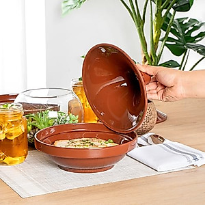Restaurantware-Terra Tek 26 Ounce Terracotta Tagine Pots, 8 Microwavable Tagine Pots - Glazed Interior, Oven-Ready, Terracotta Serving Pots, Dishwashable, For Cooking And Serving