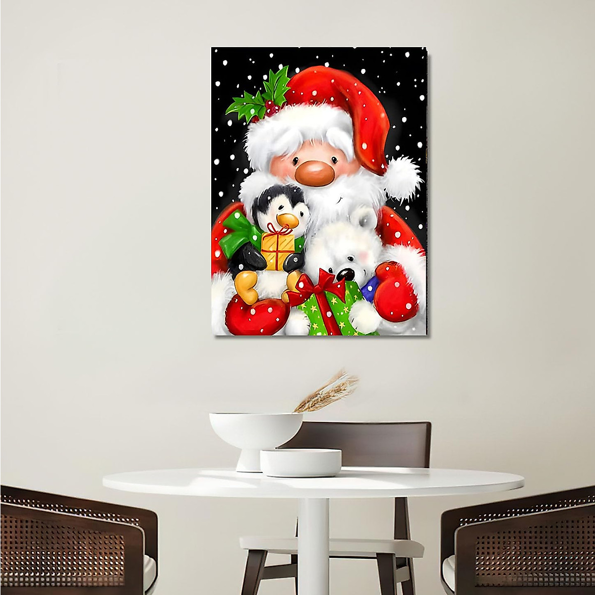 Christmas Diamond Art Painting Kits for Adults - 5D Round Full Drill Diamond Dots Paintings for Beginners, Paint with Diamonds Santa Claus Gem Art Painting Kits DIY Adult Crafts Kits 12x16inch