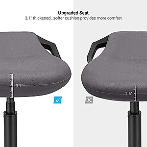SONGMICS Standing Desk Chair, Adjustable Ergonomic Standing Stool, 23.6-33.3 Inches, Swivel Sitting Balance Chair, Anti-Slip Bottom Pad, Grey UOSC02GY