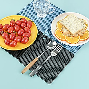 Kalsreui Trivets for Hot Dishes, Silicone Trivet Mat Hot Pads for Kitchen Pot Holder, Silicone Trivets for Hot Pots and Pans, Multi-Purpose Heat Resistant Silicone Trivet Mat for Tabletop Black Pack 6