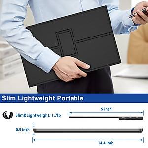 BIGASUO Portable Monitor, 15.6 Inch USB-C Laptop Monitor HDMI Computer Display HDR IPS Screen Gaming Monitor with Dual Speaker for Laptop PC PS4 MAC Phone Xbox Switch w/Smart Case