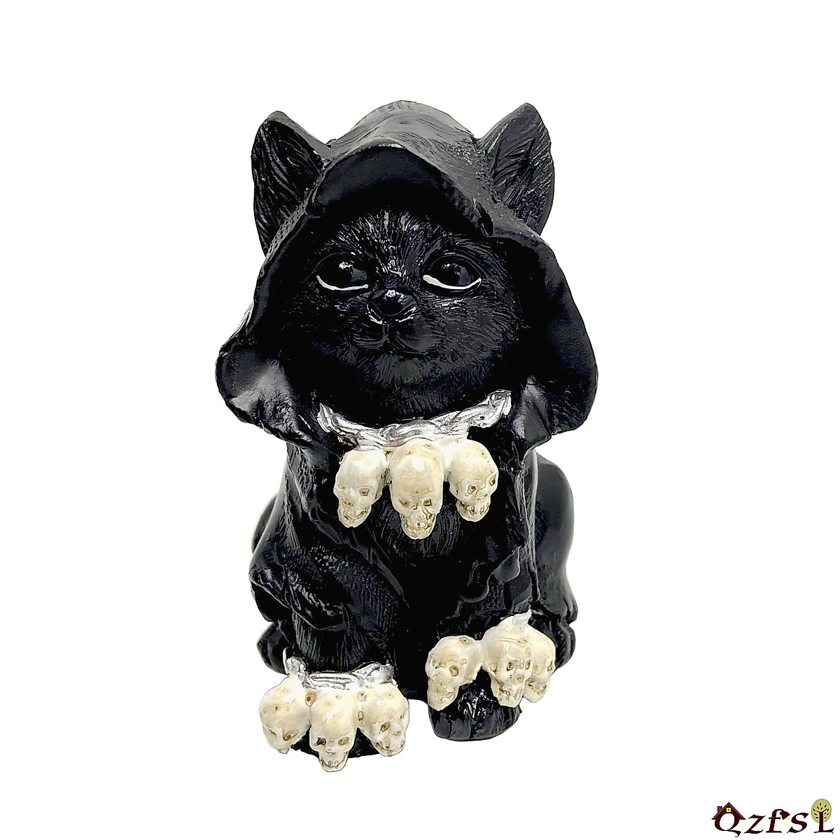 QZFSL Black Cat Sculpture Gargoyle Figurine Magic Hat Kitten for Cute Halloween Decor & Garden Statues Gnome As Patio Statue Lawn Yard Art Decoration Housewarming Garden
