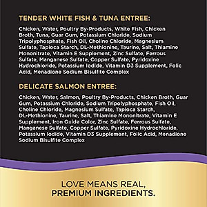 SHEBA PERFECT PORTIONS Cuts in Gravy Adult Wet Cat Food Trays (24 Count, 48 Servings), Delicate Salmon and Tender Whitefish & Tuna Entrée, Easy Peel Twin-Pack Trays