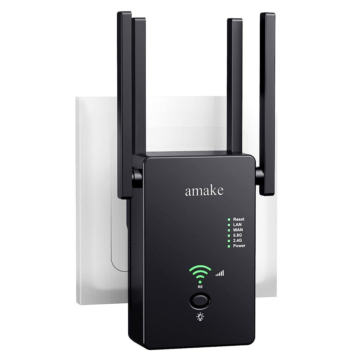 Amake WiFi Extender,WiFi Booster, WiFi Repeater - Coverage up to 2640sq.ft and 25 Devices, Internet Booster,Quick Setup, Home Wireless Signal Booster,Easy 1-Tap Setup