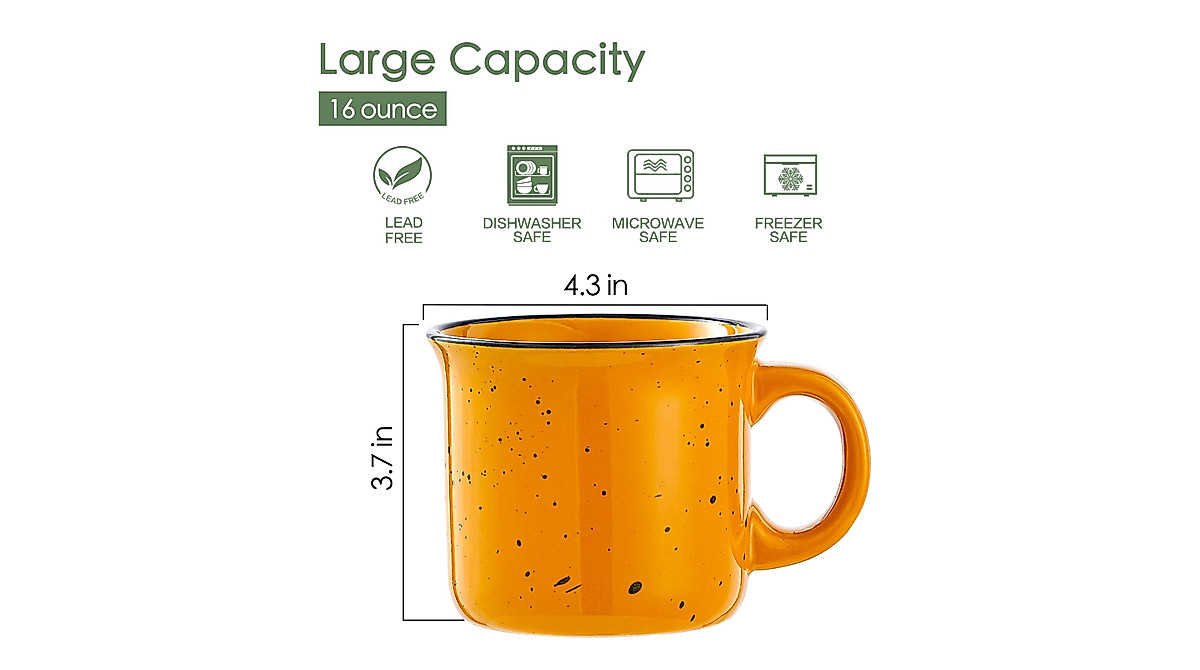 Bestone Coffee Mugs Set of 4 - Vibrant 16oz Ceramic Cups for Any Occasion
