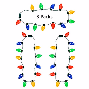 HAOBAOBEI Christmas Light up Bulb Necklace, LED Light Up Party Favors Decoration Supply Accessories, Festive Funny Party Lights Necklace (3 Packs)