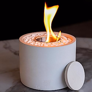 Tabletop Fire Pit - Indoor Concrete Fire Pit Bowl for a Cozy Ambiance - Large Portable Fire Bowl Luxury Indoor & Outdoor Table Top Fire Pit | Long Burning Ethanol Fire Pit for Indoor Fireplace