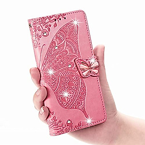 HUANGTAOLI Diamond Bling PU Leather Wallet Cover for Oppo A57 5G, Card Slots Stand Magnetic Closure Flip Phone Case for Oppo A57 5G