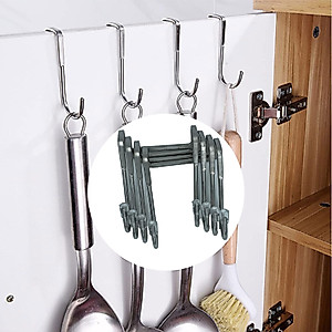 DEALSCHIC Over The Door Hooks, 4 Pack Shower Hooks Towel Hanger for Glass Door, Towel Hooks for Kitchen Bathroom Cabinets Cupboards, Stainless Steel Utility Hooks Fitting Wide and Thin Doors (White)