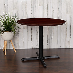 EMMA + OLIVER 36" Round Multi-Purpose Conference Table in Mahogany - Meeting Table for Office