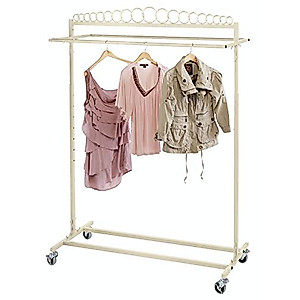 SSWBasics Boutique Ivory Double-Rail Rolling Clothes Rack