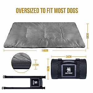 OneTigris Travel Dog Bed - Portable Waterproof Anti-Slip Dog Camping Bed, 3.6ft by 2.2ft Outdoor Indoor Mat Cushioned Plush Warm Puppy Mattresses