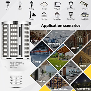 45W 2 pack LED Corn Light Bulb,400W Equivalent 5000K Commercial Grade Daylight E26/E39 6000LM Medium Mogul Base LED Lamp,Large Area Lights For Outdoor Indoor Garage Warehouse street Factory Bay Light