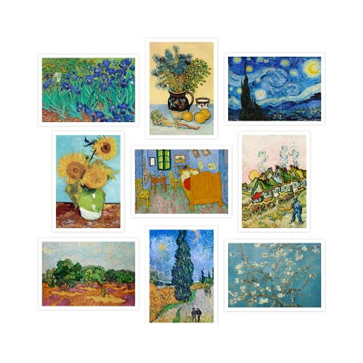 Ink Inc. Van Gogh Prints Master Impressionst Painters Series | Starry Night Wall Art | Set of 9 5x7 | Unframed