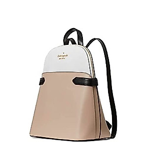 Kate Spade New York Staci Dome Leather Medium Backpack Warm Beige Black