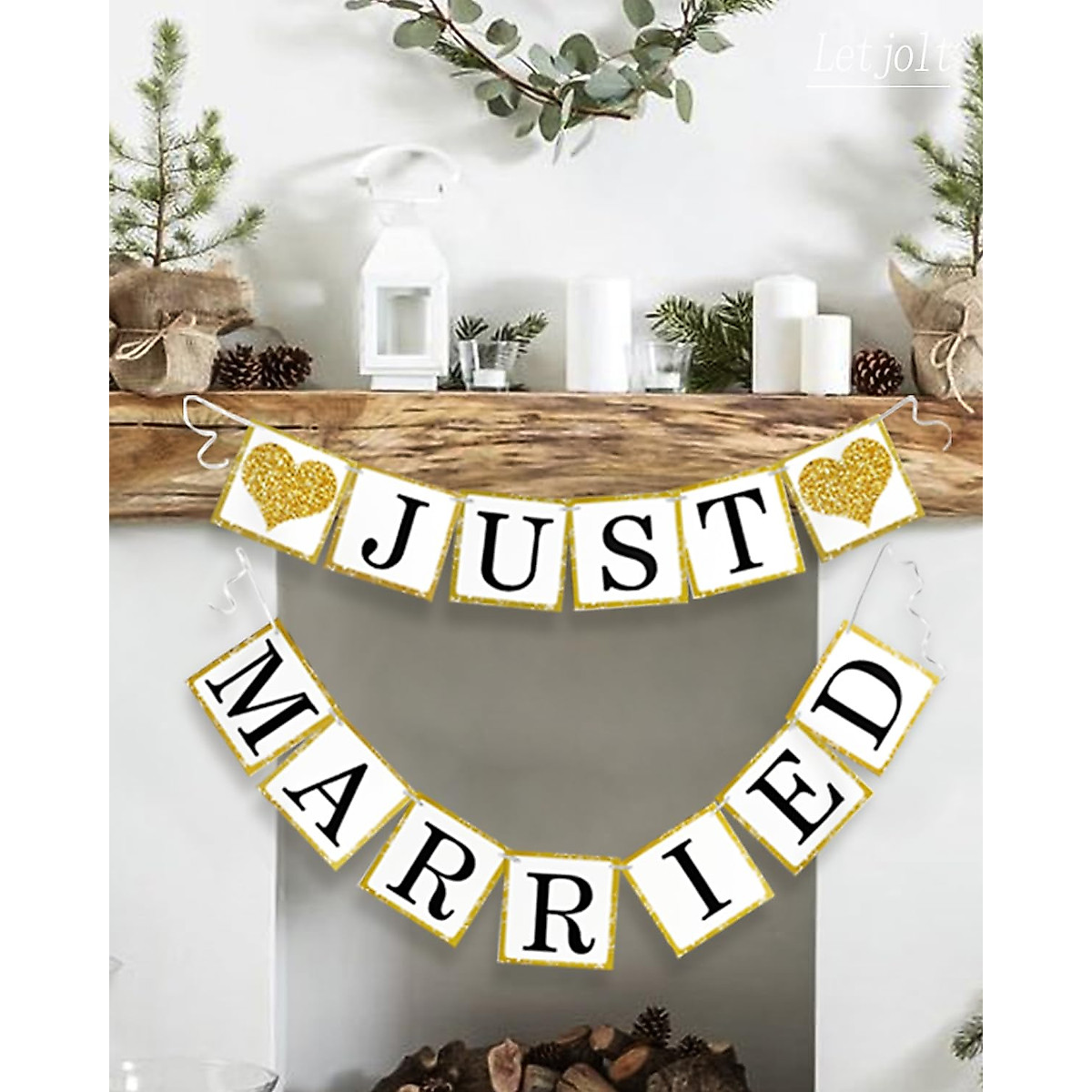 Just Married Proposal Banner Marriage Decorations Paper Garland Wedding Supplies Engagement Sign Outdoor Party Photp Prop Rustic Decorations 6Ft