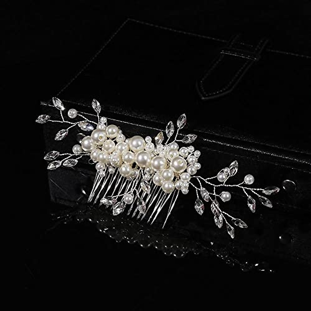 maxgoods Bridesmaid Hairpins Women Girls Headpieces Crystal Peals Hair Accessories Handmade Hair Ornaments(S)