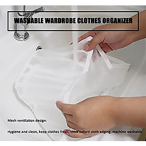 S-SNAIL-OO 7 Grids Washable Wardrobe Clothes Organizer, 2PCS Foldable Visible Grid Storage Box with Multiple Layers, Storage Containers for Scarves, Leggings (Jeans Grid, 2White)