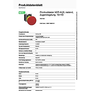 E-Stop Push Button, 22Mm, 1No/1Nc, Red