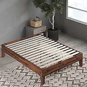 Zinus Marissa 12 Inch Deluxe Wood Platform Bed / No Box Spring Needed / Wood Slat Support / Antique Espresso Finish, Queen