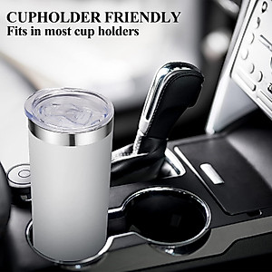 VEGOND Stainless Steel Skinny Tumbler, 20 oz Vacuum Insulated Tumbler with Lid and Straw, Double Wall Coffee Cup, Travel Mug for Cold Hot Drinks, White 1 Pack