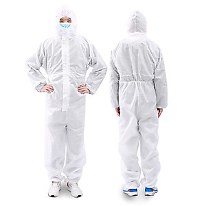 Protective Coverall Disposable Heavy Duty Painters Coveralls, Safety Protective Painting Protection Coveralls with Zipper Front, Elastic Wrist and Ankle Cuffs fits White Universal Size
