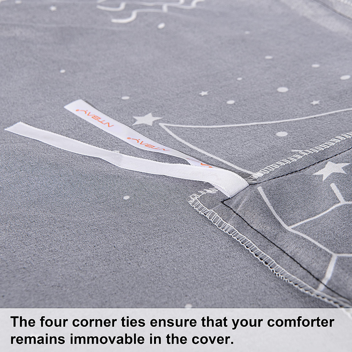 NTBAY Microfiber Queen Duvet Cover Set, 3 Pieces Ultra Soft Constellation Printed Comforter Cover Set with Zipper Closure and Corner Ties, Black