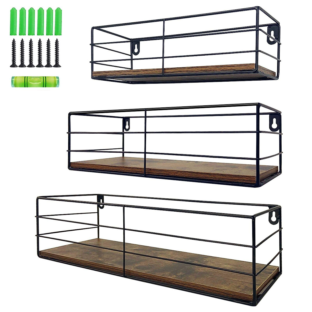 CRUGLA Floating Shelves Wall Mounted Set of 3, Hanging Storage Shelf for Bathroom, Living Room, Bedroom, Kitchen Home Decor