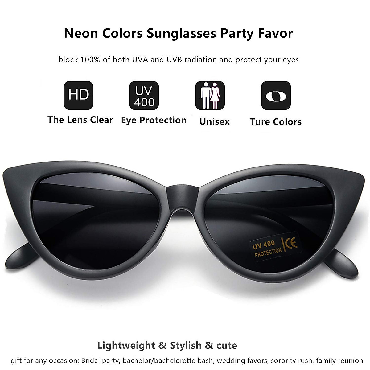 Eyegla Cat Eye Sunglasses Bulk Women Cateye Sunglasses Party Favor 50s Sunglasses Pack Black Shady Rays Sunnies Set-10 Pack