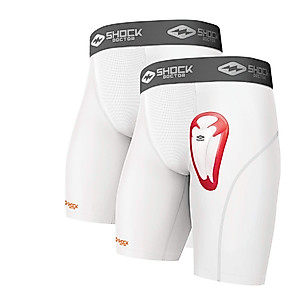 Shock Doctor (2 Pack) Compression Shorts Briefs with Bio-Flex Protective Cup. Youth / Boy Baseball, Hockey, Softball, Lacrosse, Football, Soccer etc.