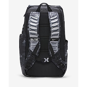Nike Elite Pro Printed Basketball Backpack (32L) (Black/Black/White, One Size)