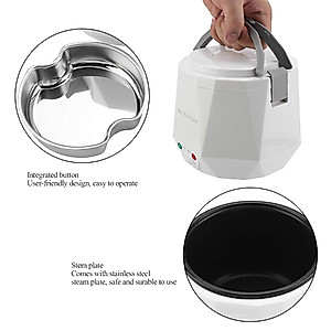 1.3 L Electric Portable Multifunctional Rice Cooker Non-stick Pot Keep Warm Food Steamer for Cars Home Student Dormitory for 1-2 People 12V 100W (White)