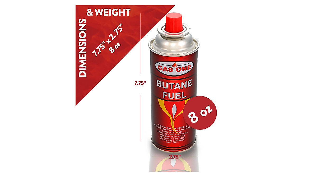 GasOne Camping Butane Fuel - 4 Pack for Stoves