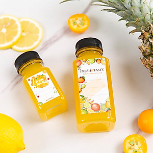 TOMNK 105pcs 4oz Shot Bottles with Caps, Reusable Mini Juice Bottles with Lids, Labels, Funnel and Brush Beverage Containers for Juicing, Milk and Beverages