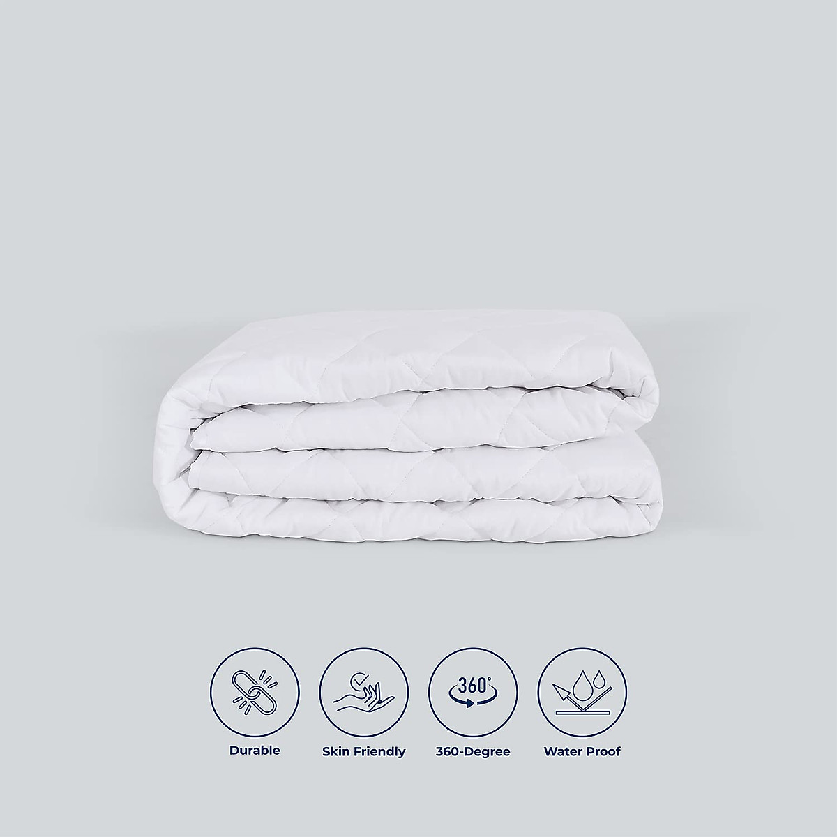 Karin Maki Quilted Fitted Twin Mattress Pad - Elastic Fitted Upto 15” Deep Pocket Mattress Protector Cooling Breathable Fluffy Soft Bed Mattress Cover - Machine Washable Mattress Topper